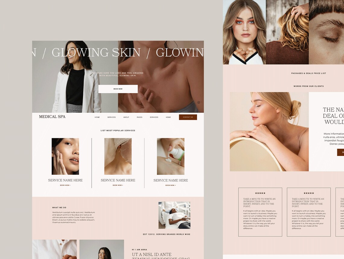Beauty Salon Squarespace 7.1 Website Template, Feminine Spa Esthetician Business Web Design for ...