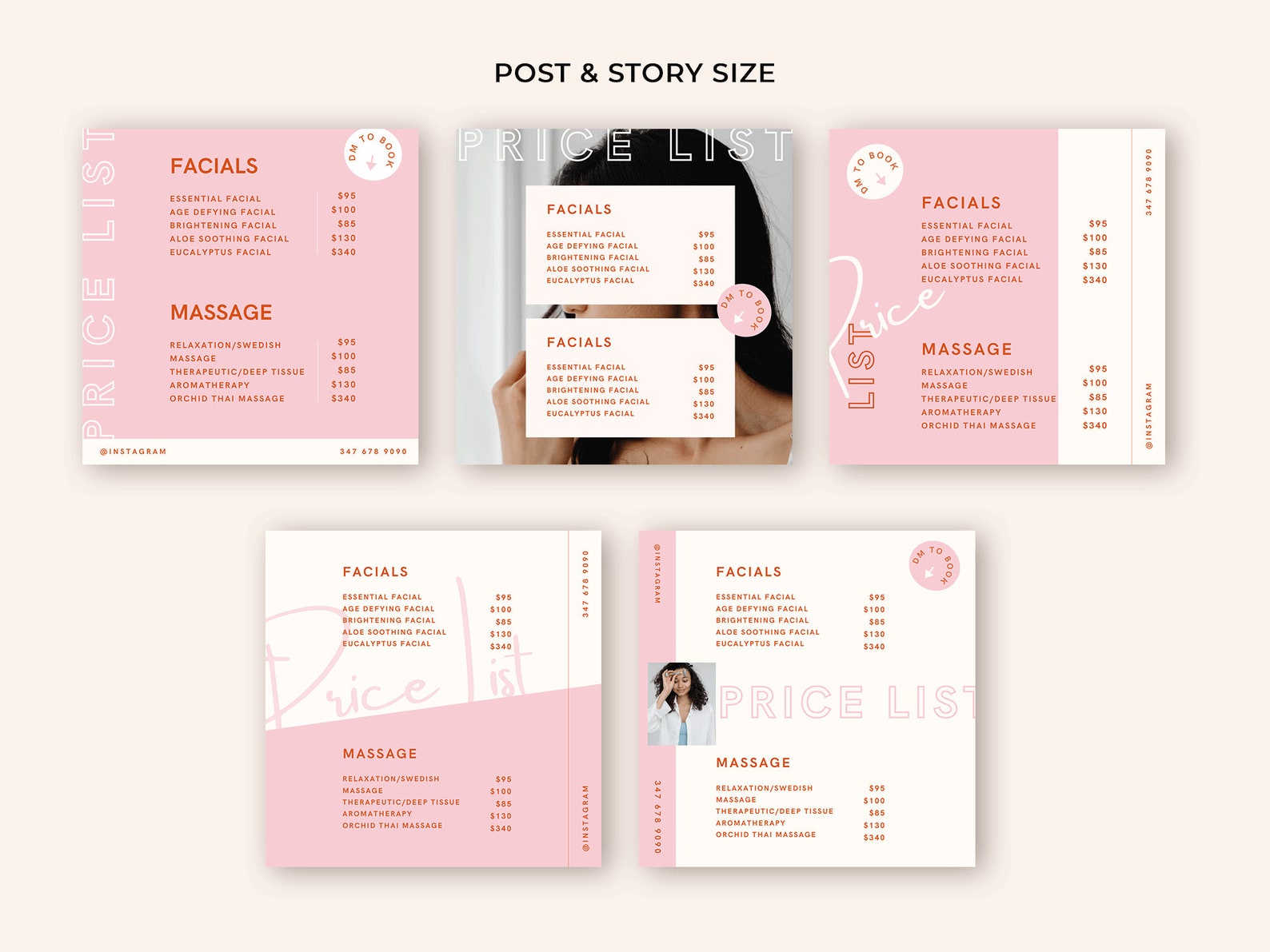 Pink Price List Template Instagram Flyer Post, Salon Beauty Salon Nails ...