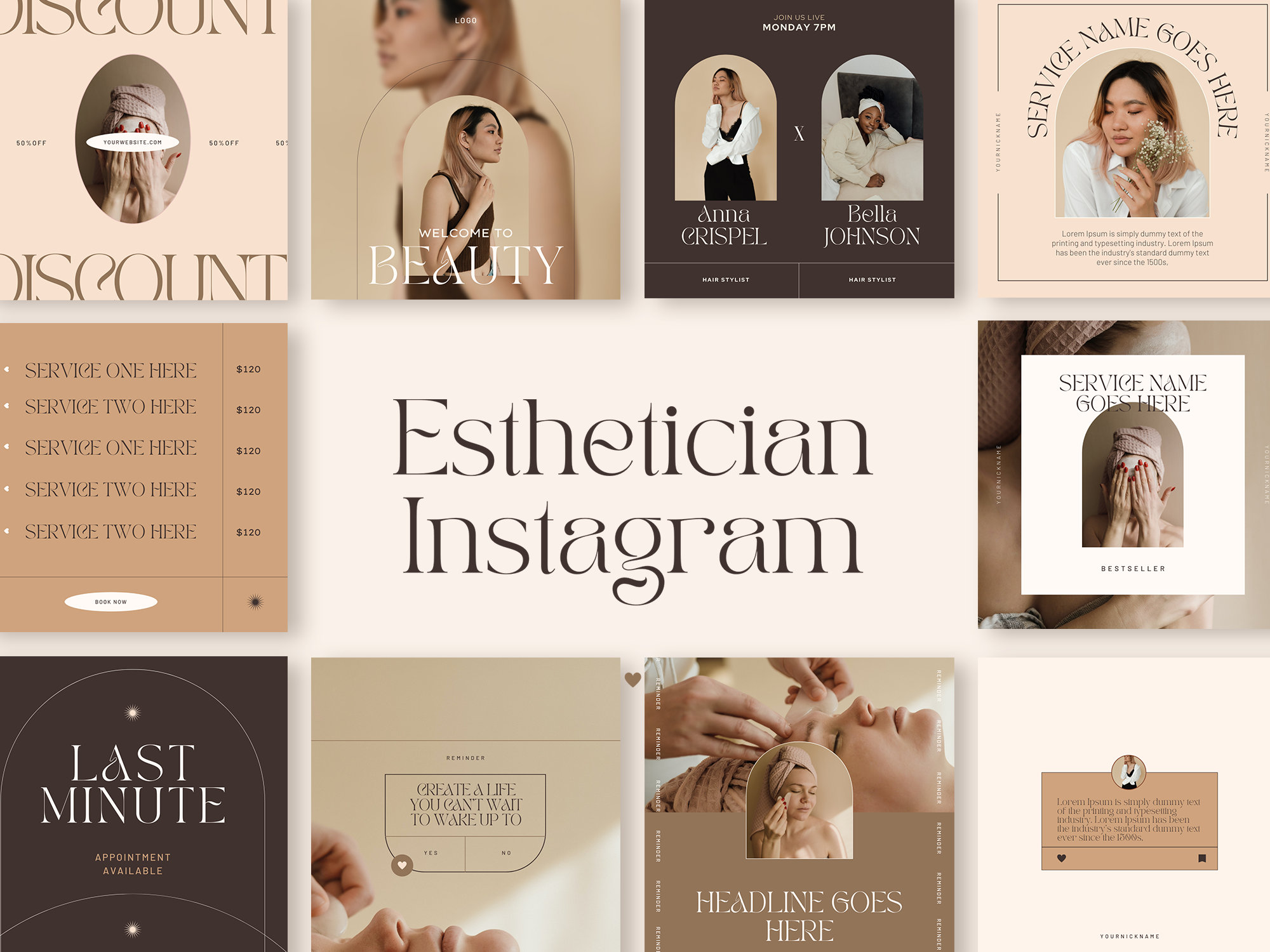 Esthetician Instagram Post Templates Canva | Skincare Business social ...