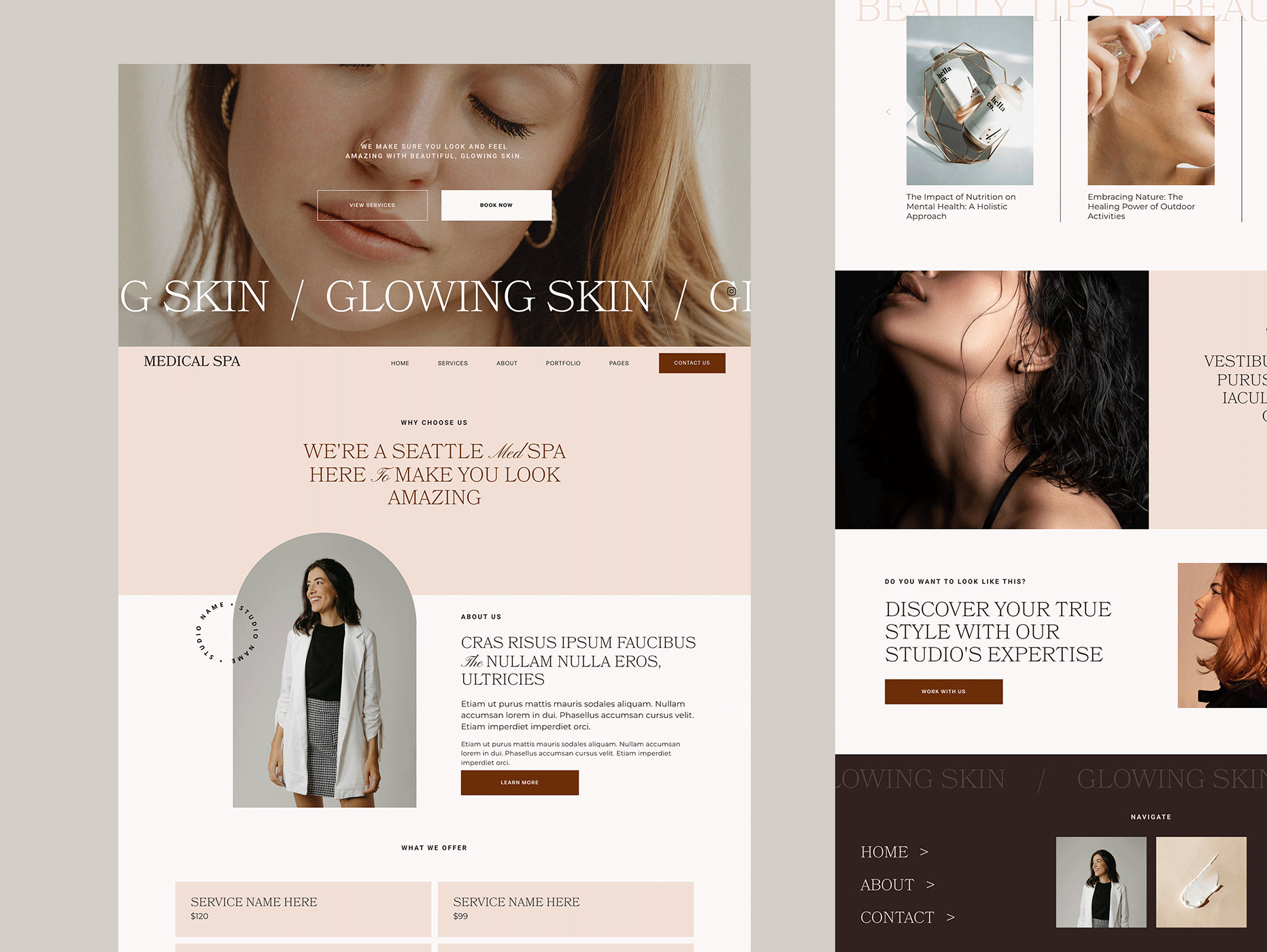 Beauty Salon Squarespace 7.1 Website Template, Feminine Spa Esthetician ...