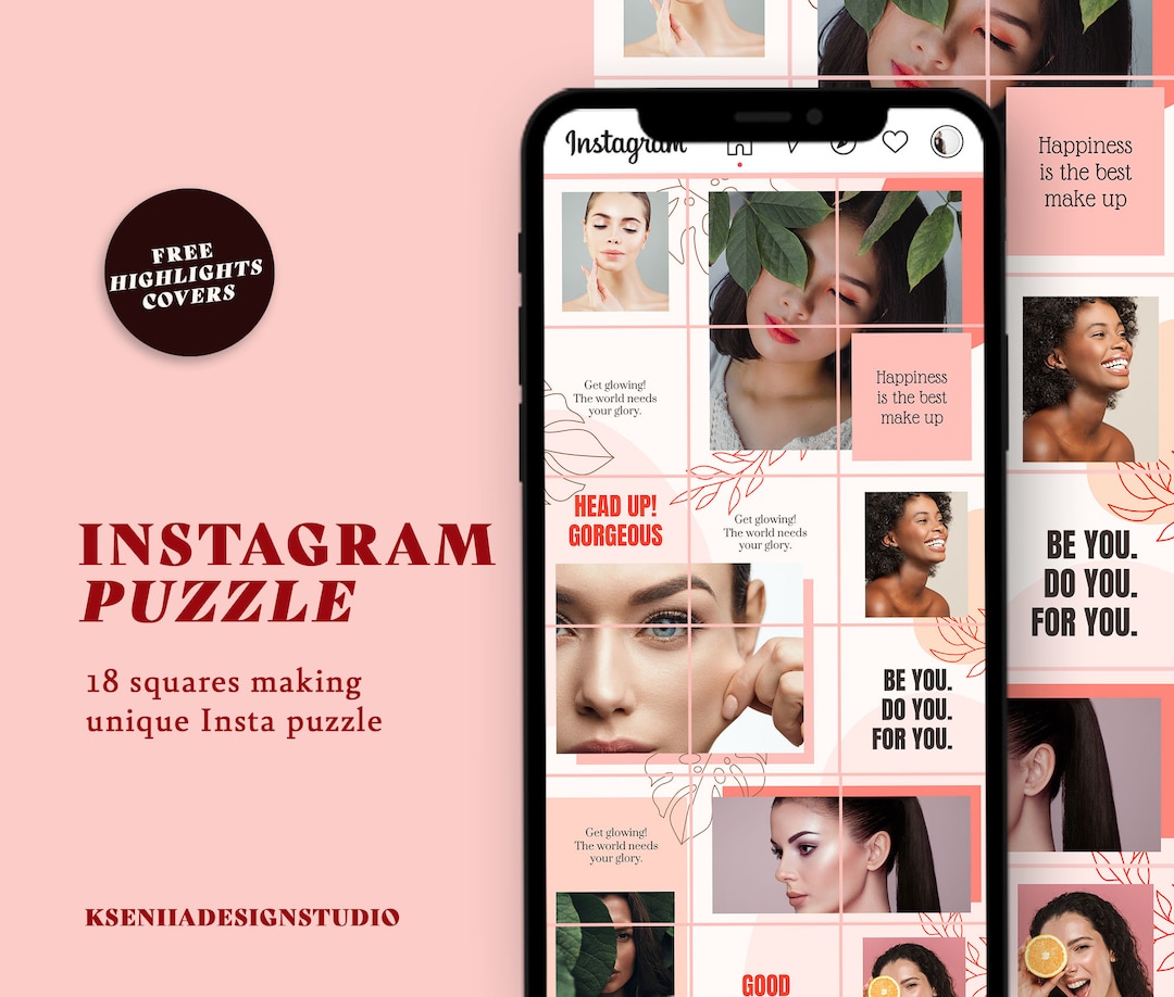 Esthetician Instagram Puzzle Grid Feed Template Layout | Beauty Canva ...