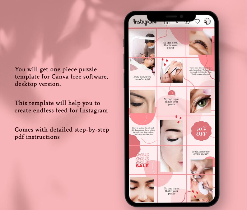 Lash Social Media Posts | Pink Esthetician Instagram Puzzle Grid Feed ...