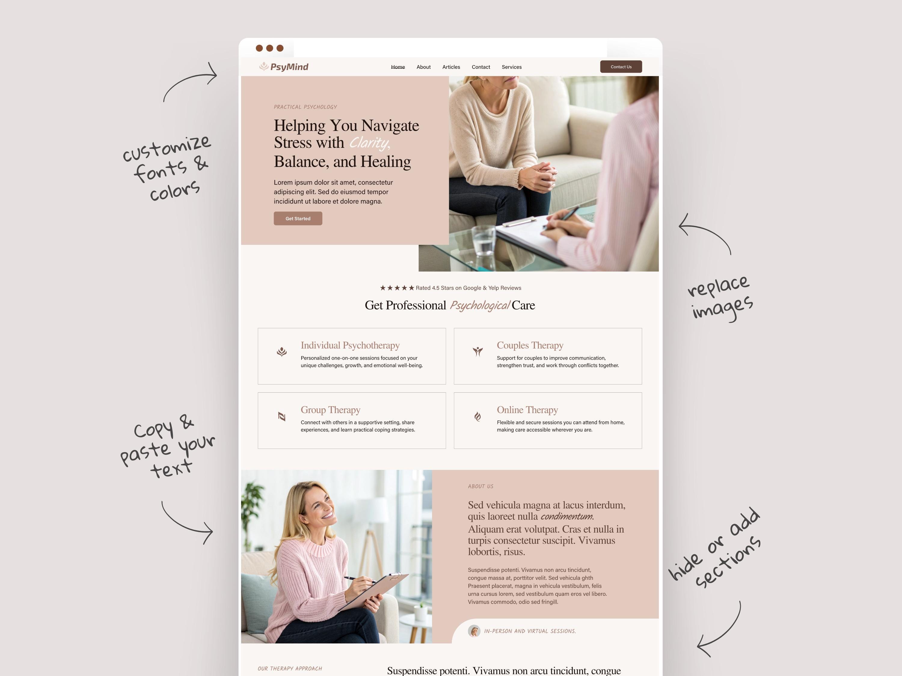 Squarespace Psychologist Website Template | Therapist, Counseling ...