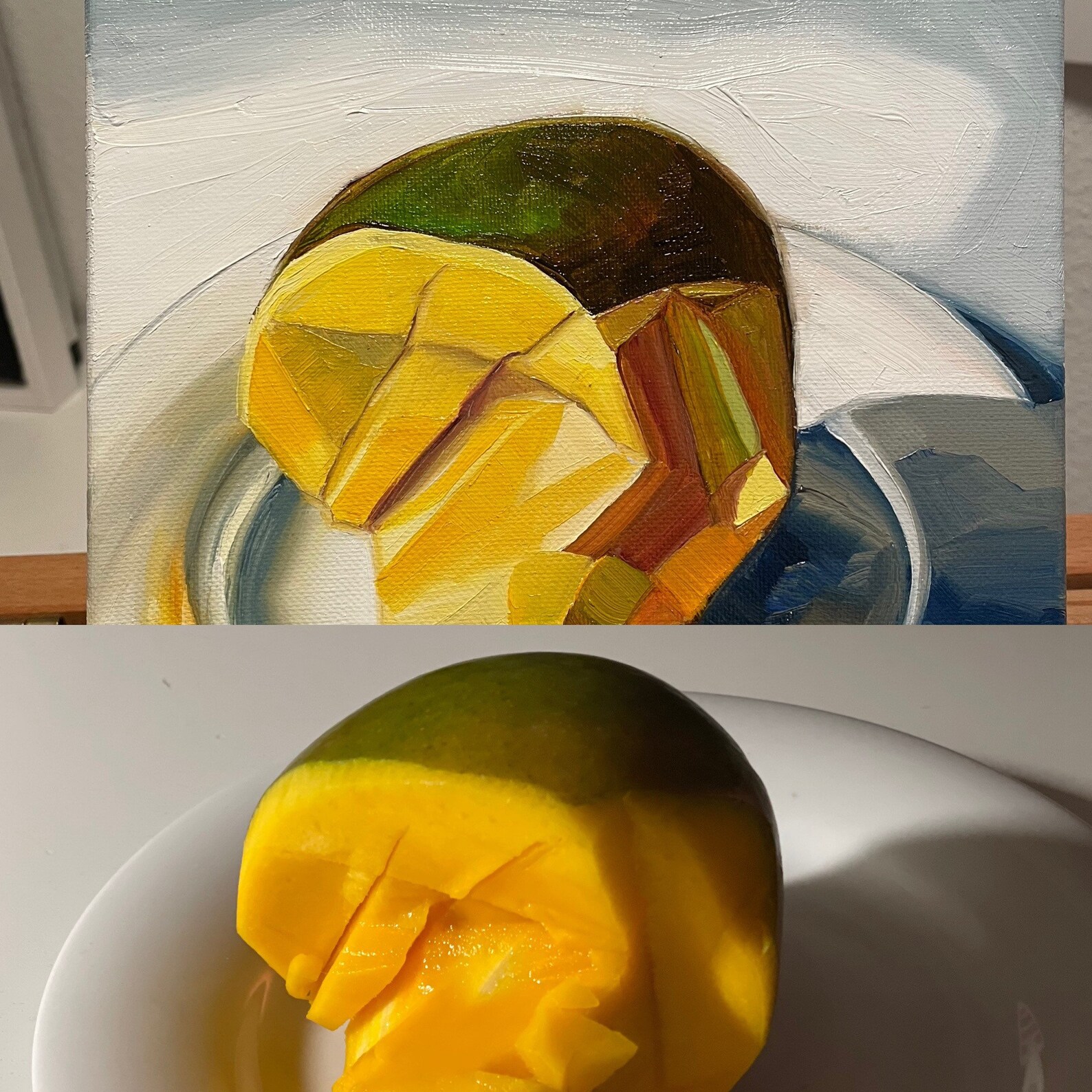 Still Life "mango 2” Original Oil Painting, Home Wall Decor, Kitchen ...