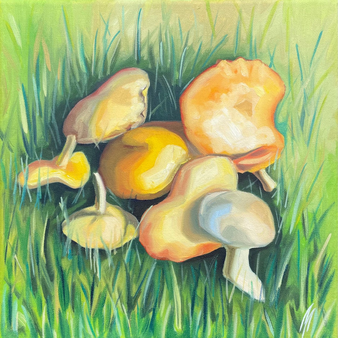 Mushroom Oil Painting - Kitchen Wall Art - Fungi Decor - Forest ...
