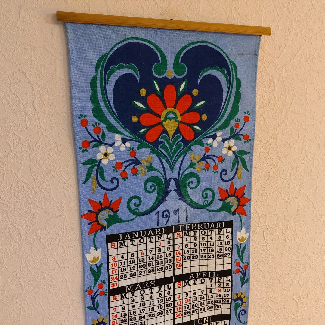 Collectible 1971 Year Calendar, Vintage Sweden Almedahls Calendar ...