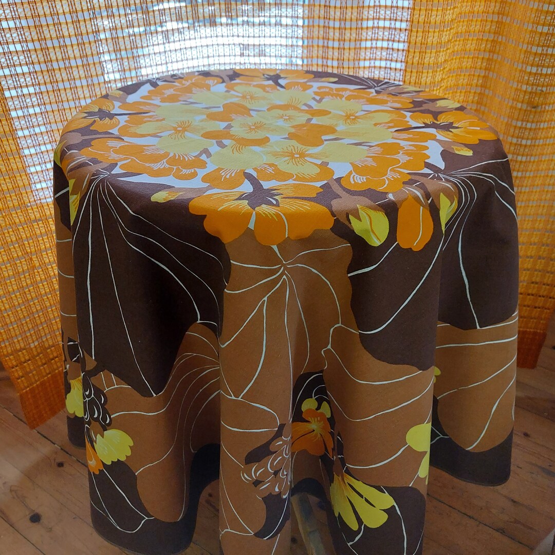 Vintage Round Floral Tablecloth , Scandinavian Circle Tablecloth ...