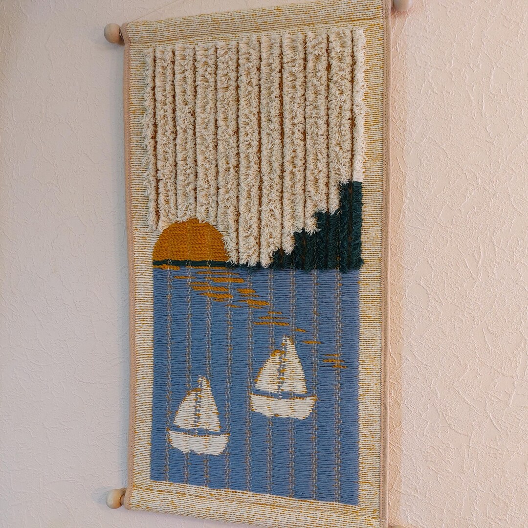 Scandinavian Vintage Woven Wool Wall Hanging , Landscape , Wool Wall ...