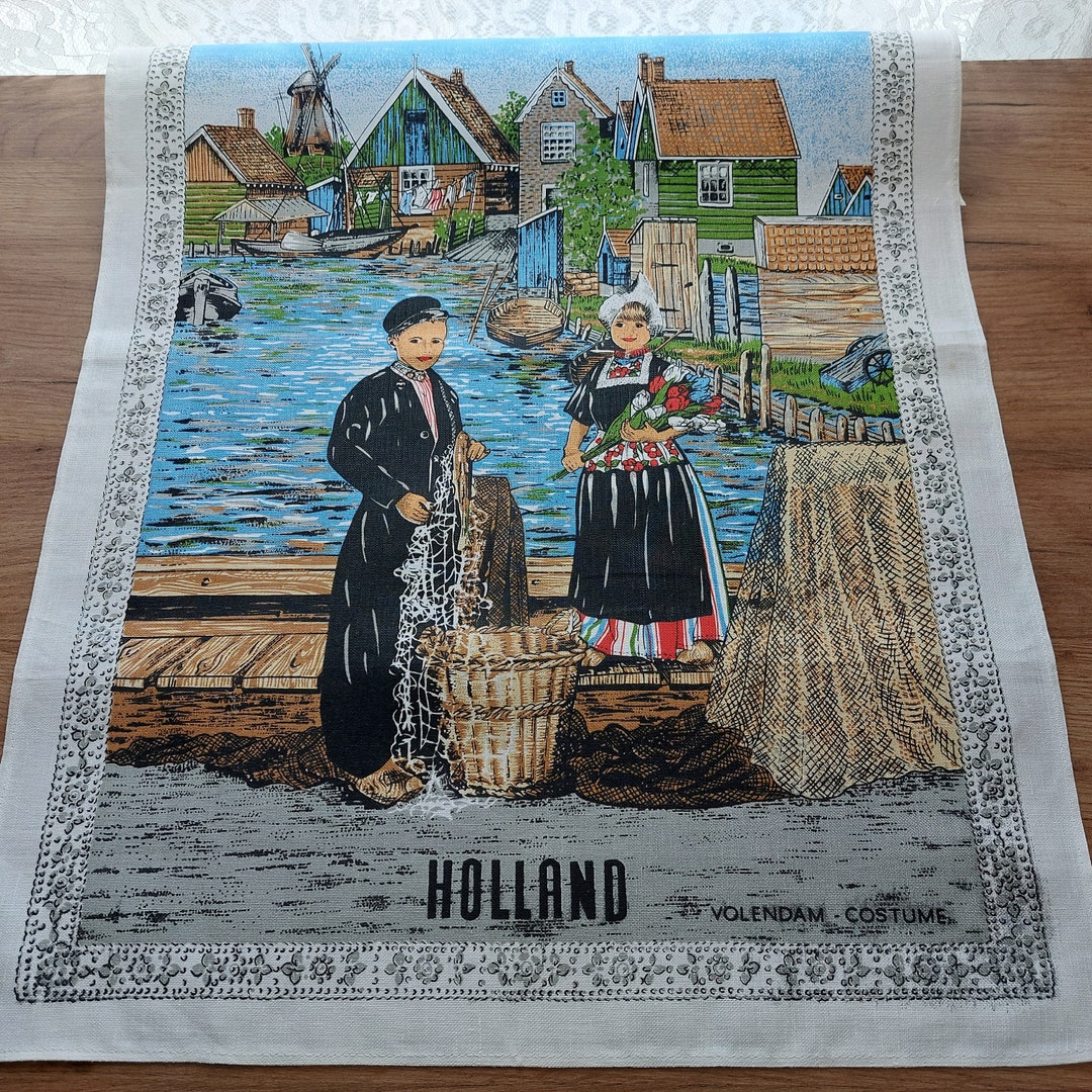 Vintage Collectible Holland VOLENDAM COSTUME Cotton Tea Towel ...