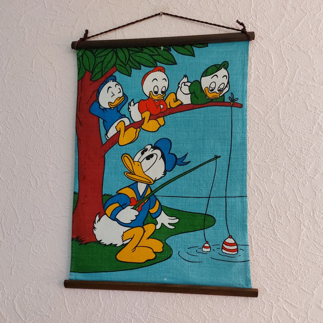 Vintage Donald Duck With Kids Fishing Wall Hanging , Vintage Donald ...