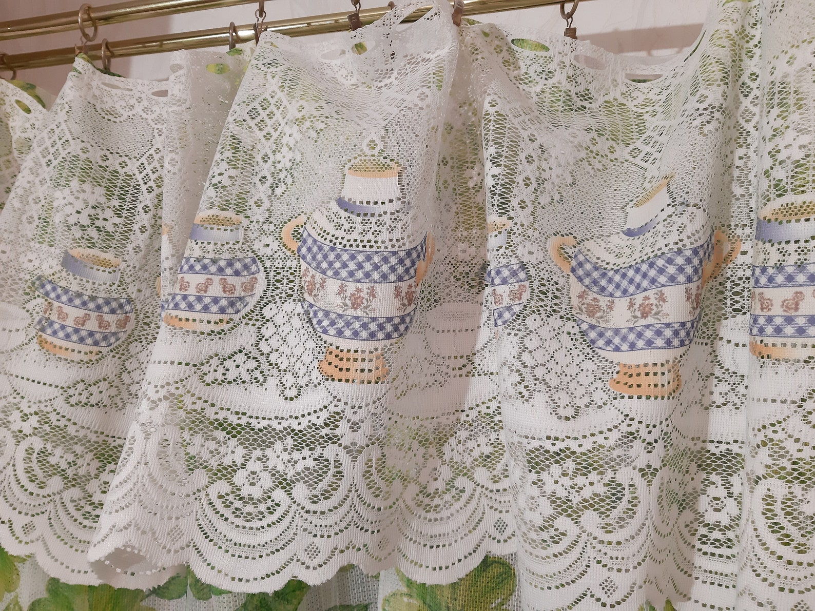 Vintage kitchen net valance curtain Kitchen valance cafe | Etsy