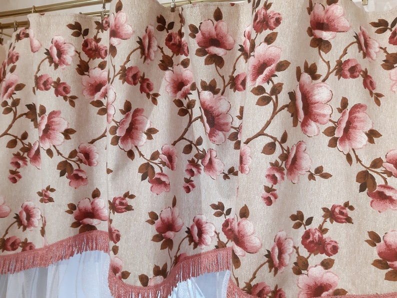 Vintage Floral Pink White Valance Curtain Vintage Valance - Etsy