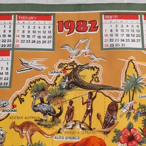 Vintage Australia 1982 Year Collectible Cotton Print Tea Towel ...