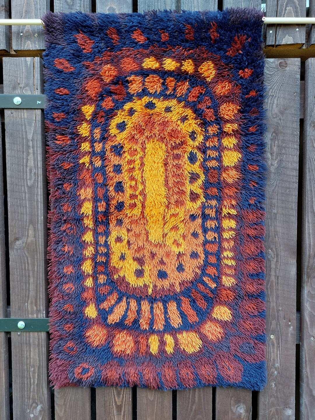 60s 70s Mint Condition Scandinavian Vintage Wool Wall Rya Rug ,rya Rug ...