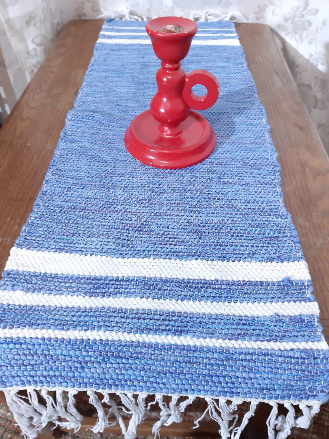 Vintage Scandinavian Hand Woven Aqua Blue Table Runner /table - Etsy