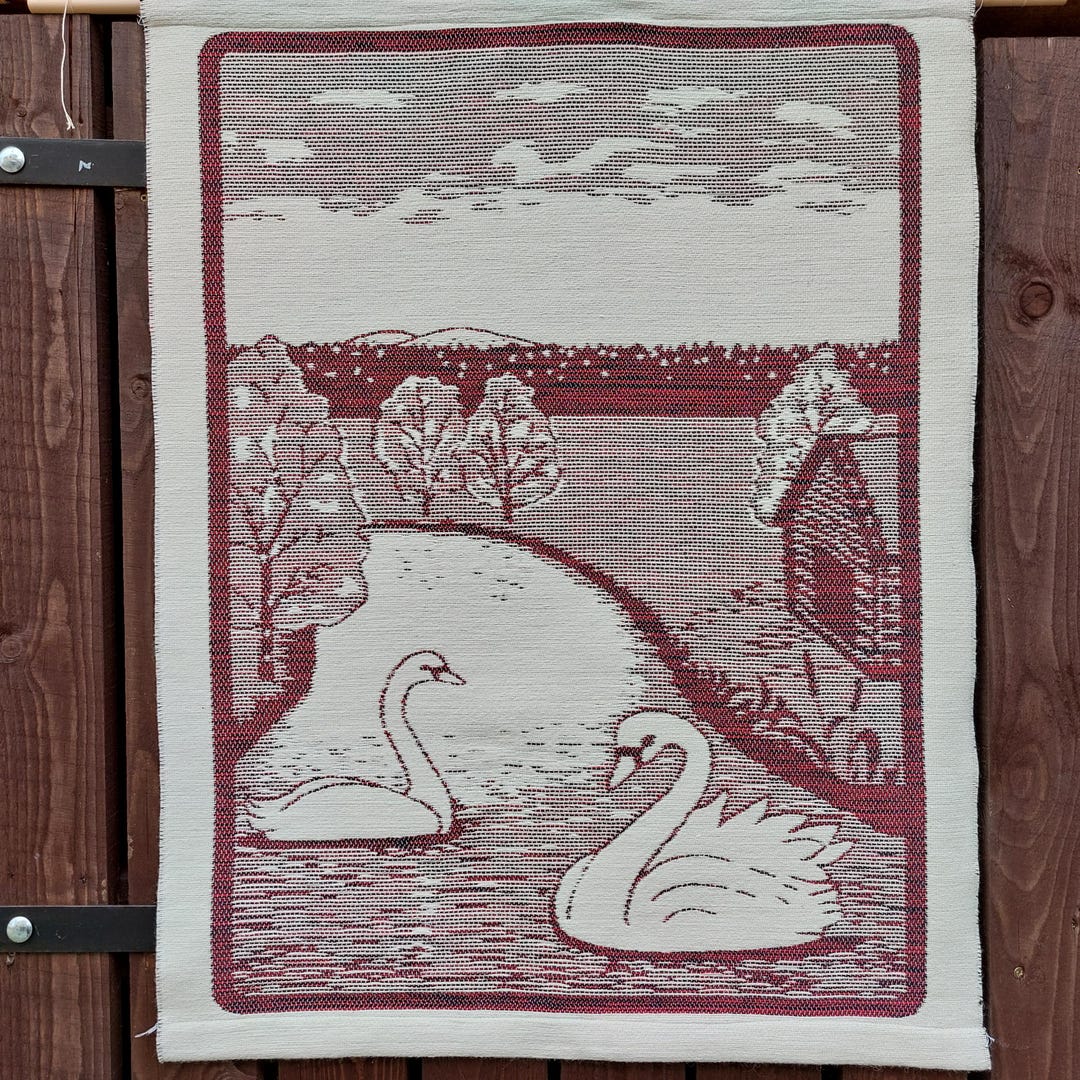 Vintage Finnish Large Woven Wool Wall Hanging , Swans Tapestry , Large ...