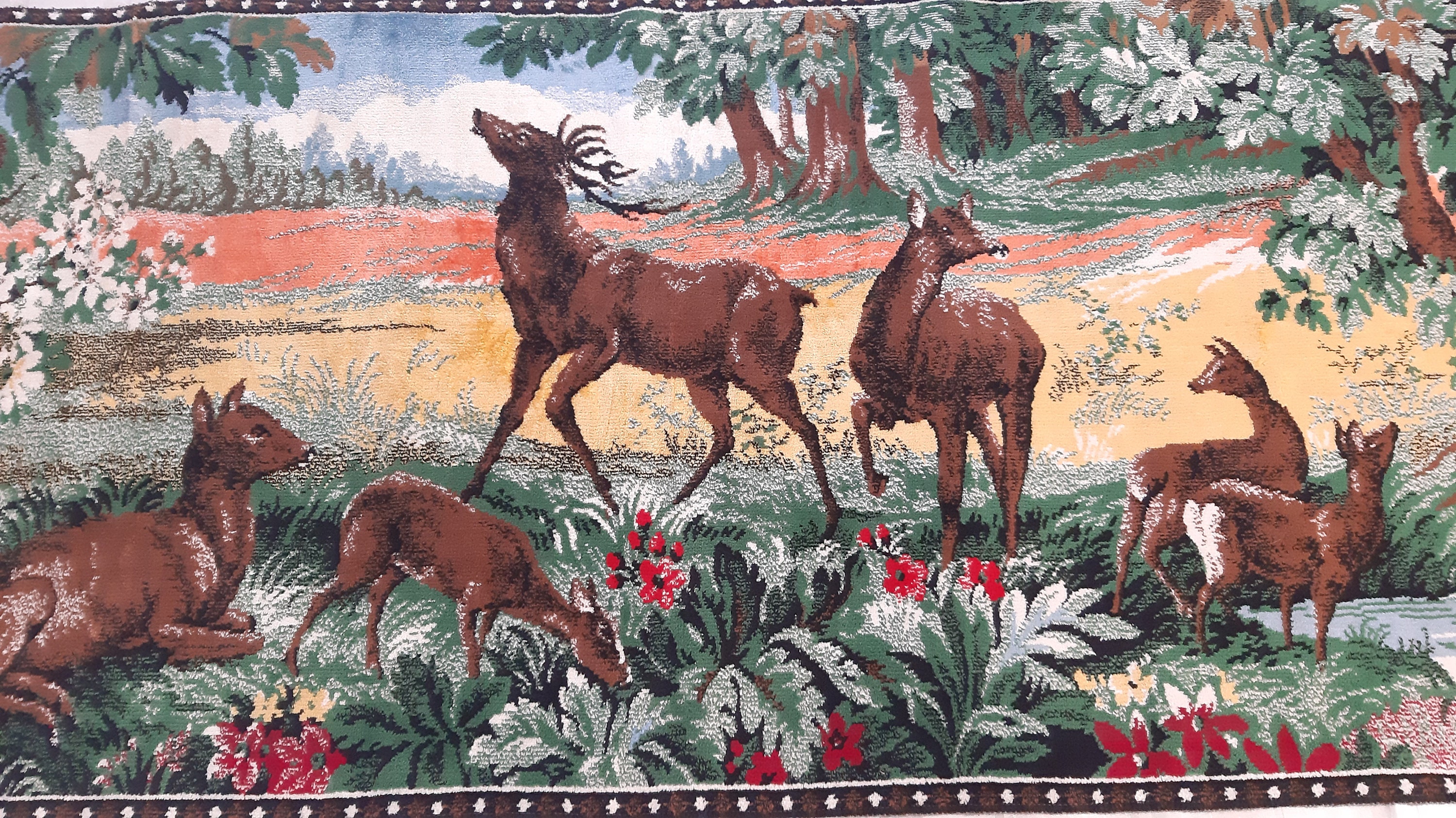 Vintage RETRO Deer Rug Wall Rug Tapestry Wall Hanging Rug Wild | Etsy
