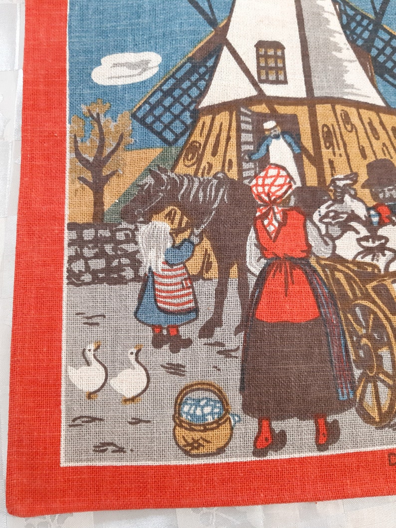 Vintage Wind Mill Print Designed Bodil Wallman Print Wall Decor Old ...