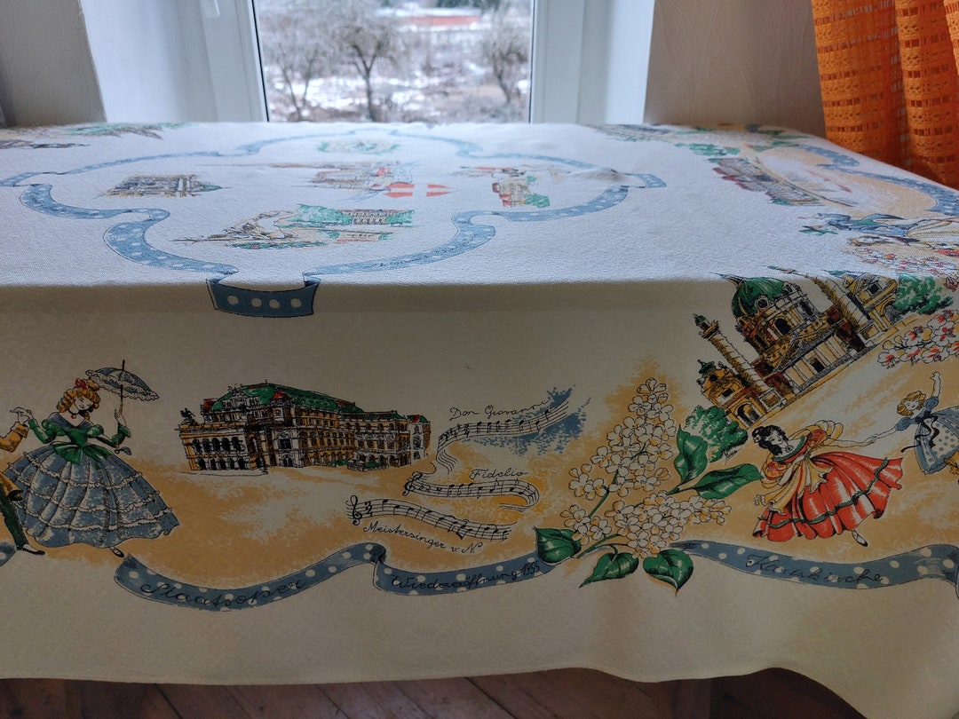 Vintage Collectible Tablecloth , 50s Souvenir Tablecloth ,austria ...