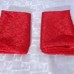 2 Pieces Vintage Large Red Net Curtains / Red Net Curtains / Red ...