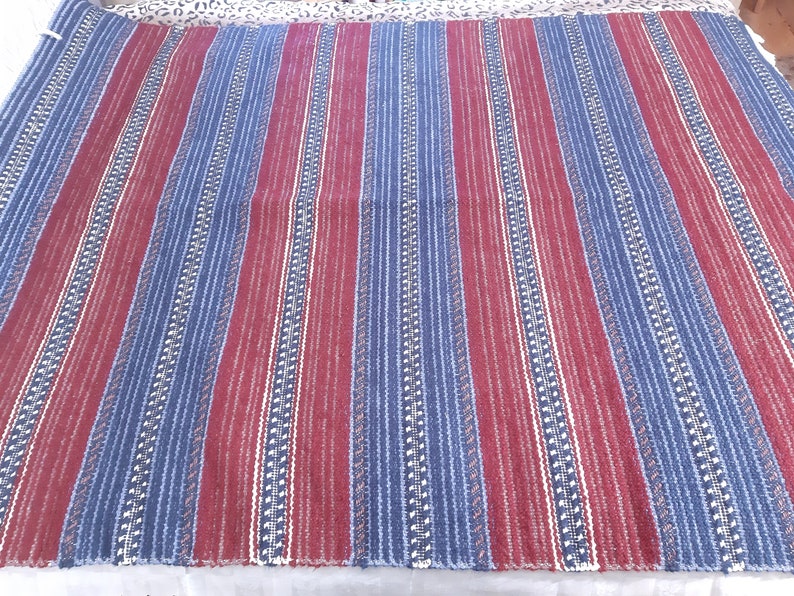 Large Handwoven Hand Made White Blue Red Rug Organic Swedish - Etsy