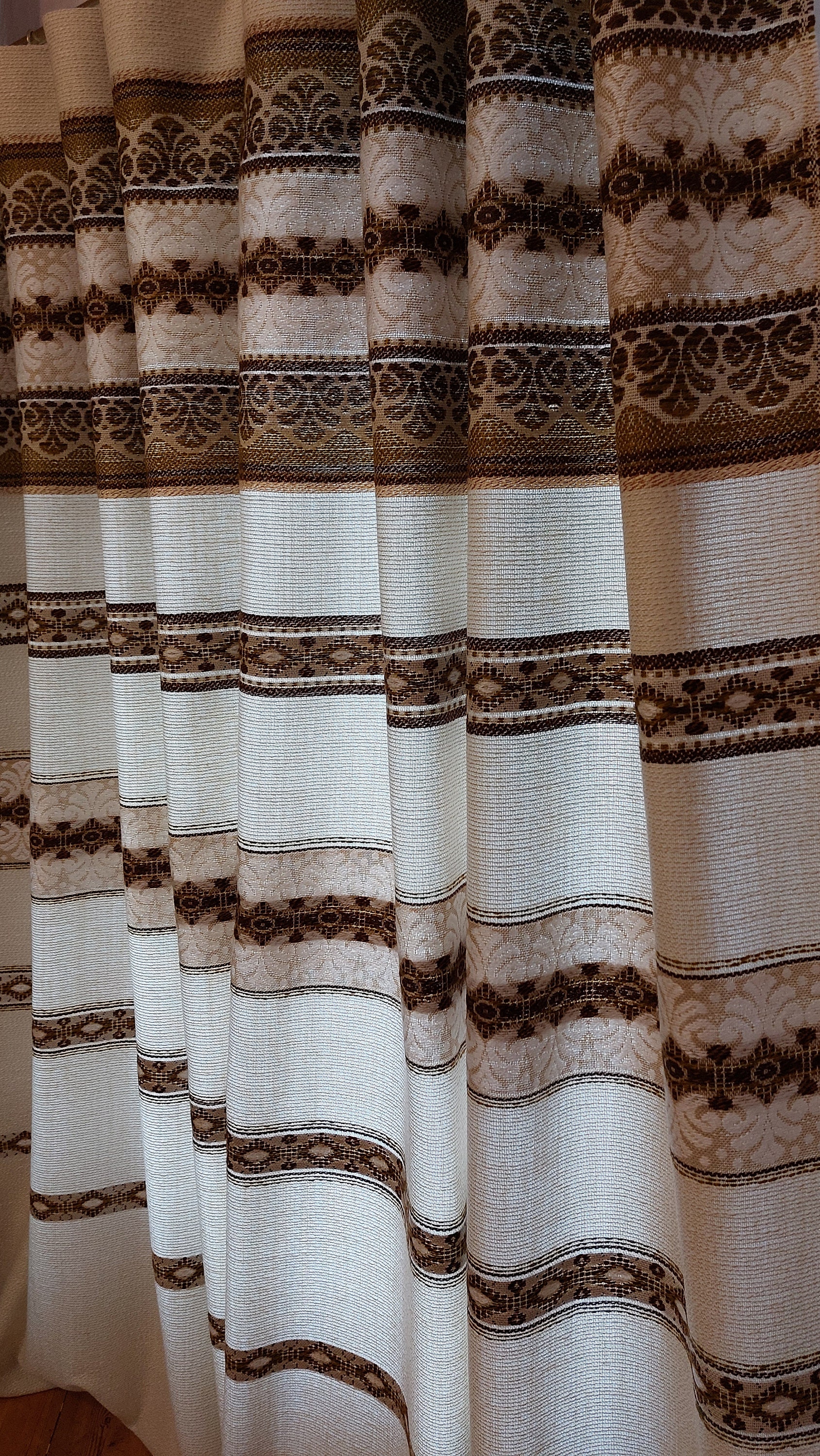 70s Woven Pair of Large Wool Curtain Panels , Scandinavian Vintage ...