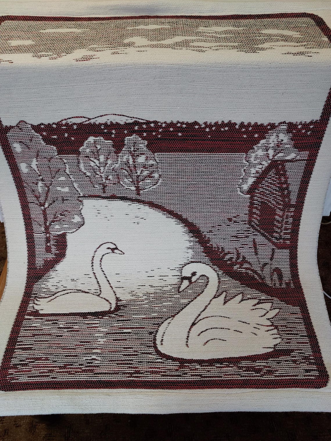 Vintage Finnish Large Woven Wool Wall Hanging , Swans Tapestry , Large ...