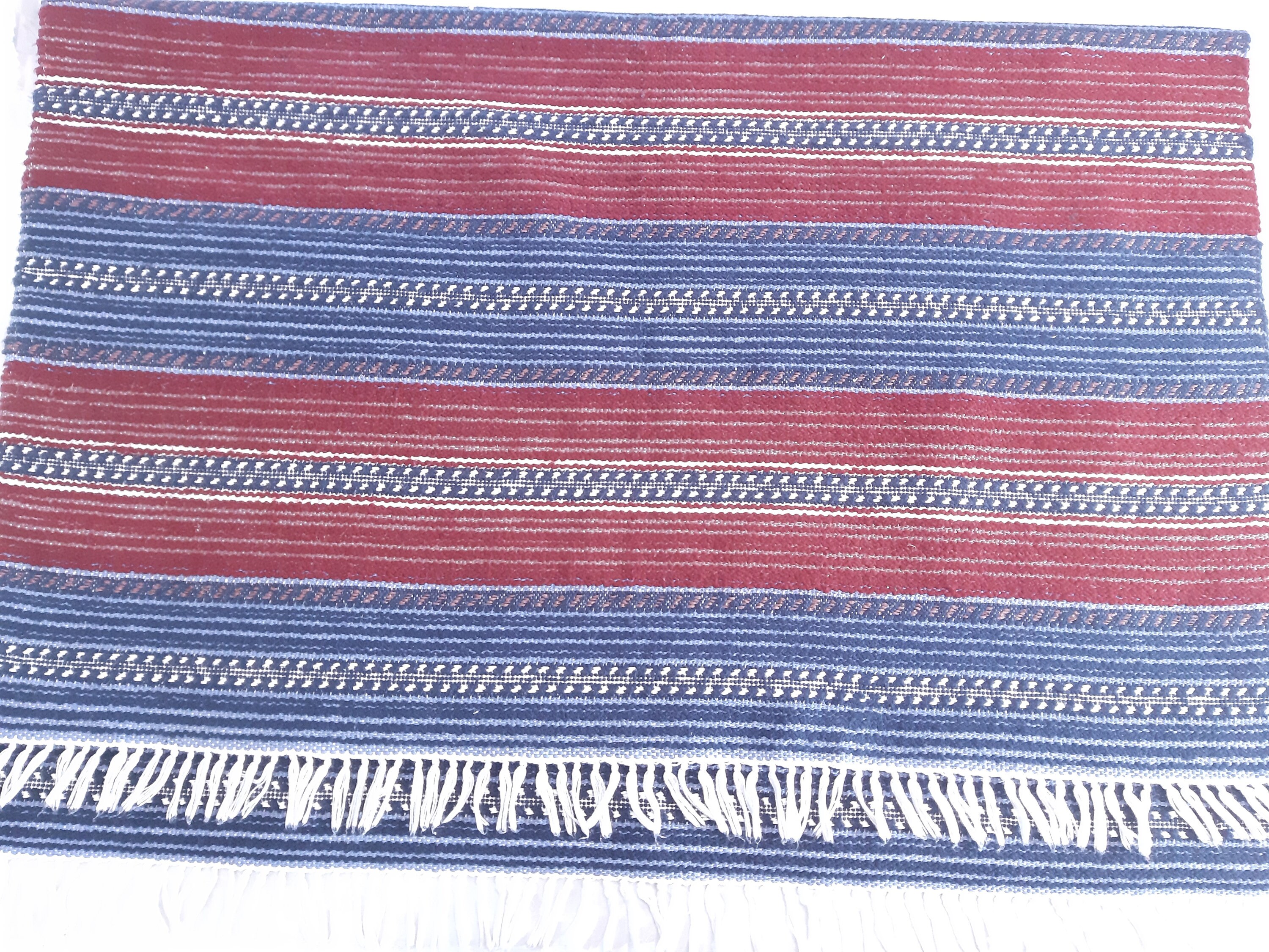 Large Handwoven Hand Made White Blue Red Rug Organic Swedish - Etsy