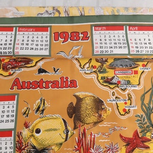 Vintage Australia 1982 Year Collectible Cotton Print Tea Towel ...
