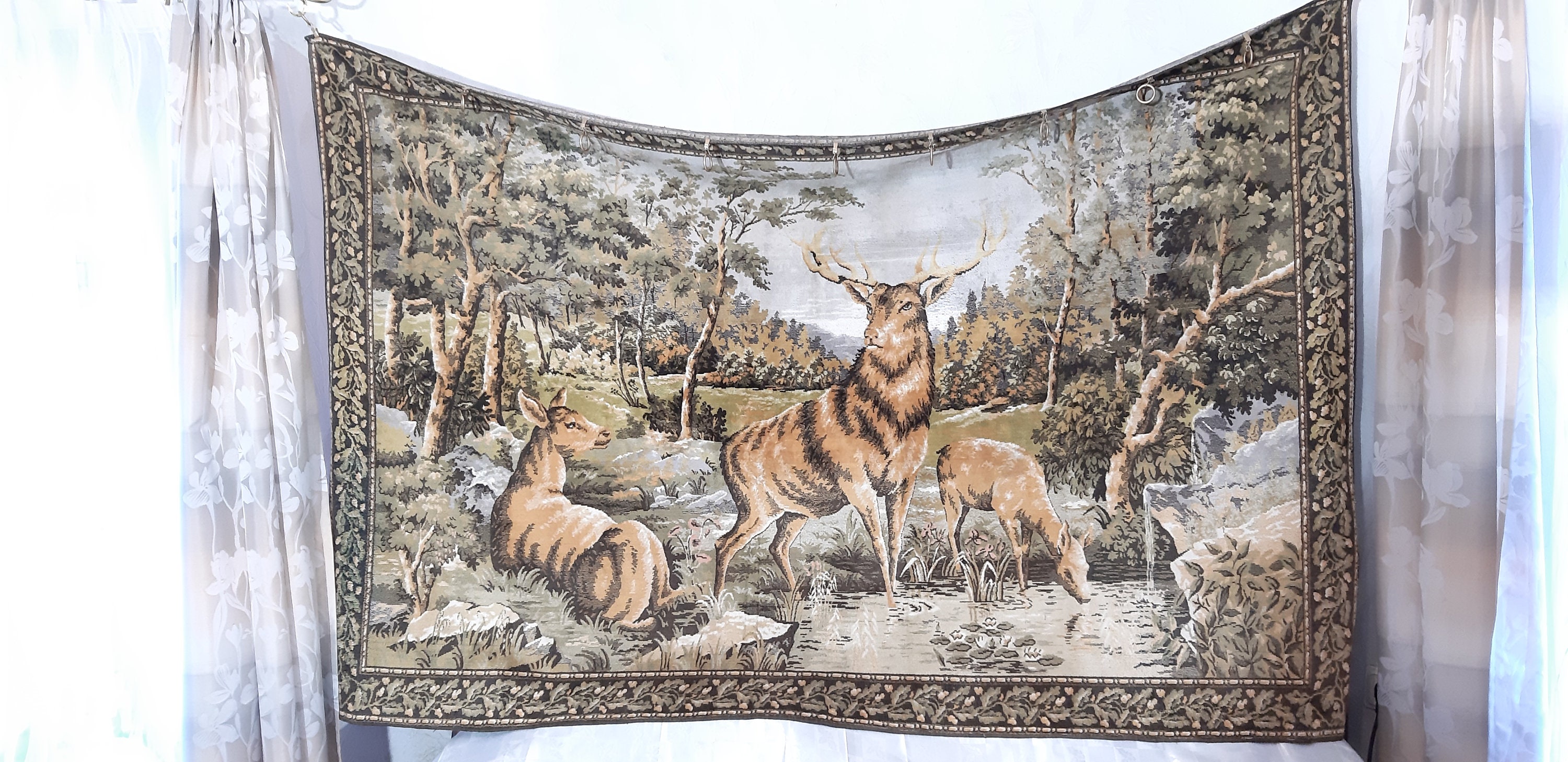 Vintage RETRO Deer Rug Wall Rug Tapestry Wall Hanging Rug Wild - Etsy