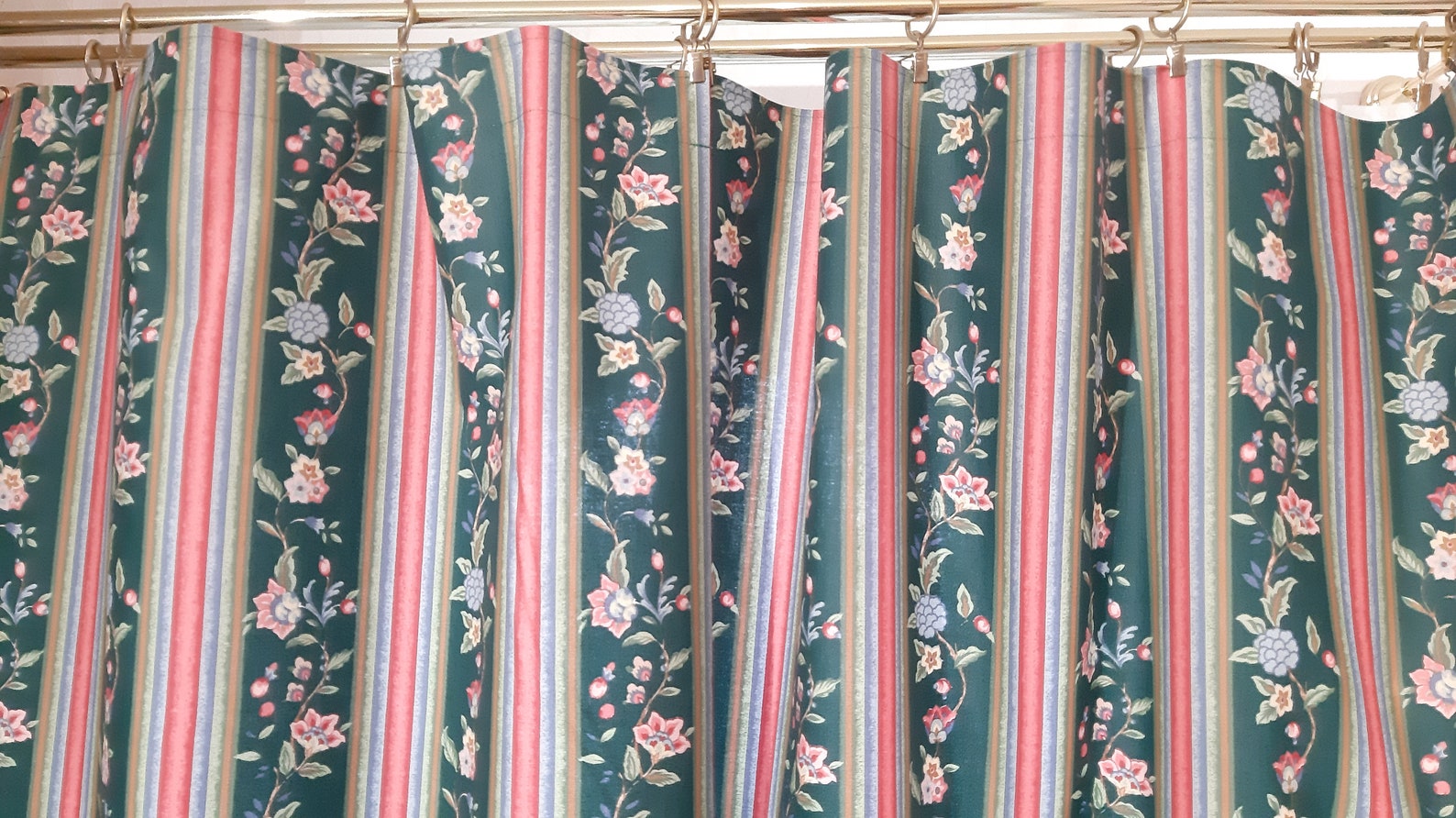 2 Pieces Floral Green Red Vintage Curtains for One Window , Curtains ...