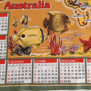 Vintage Australia 1982 Year Collectible Cotton Print Tea Towel ...