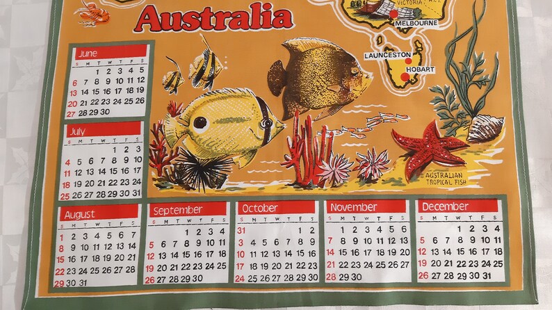 Vintage Australia 1982 Year Collectible Cotton Print Tea Towel - Etsy