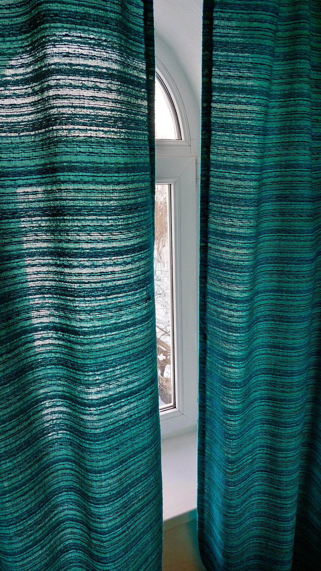 Pair of Large Thick Vintage Woven Acrylic Curtains, Night Curtains ...