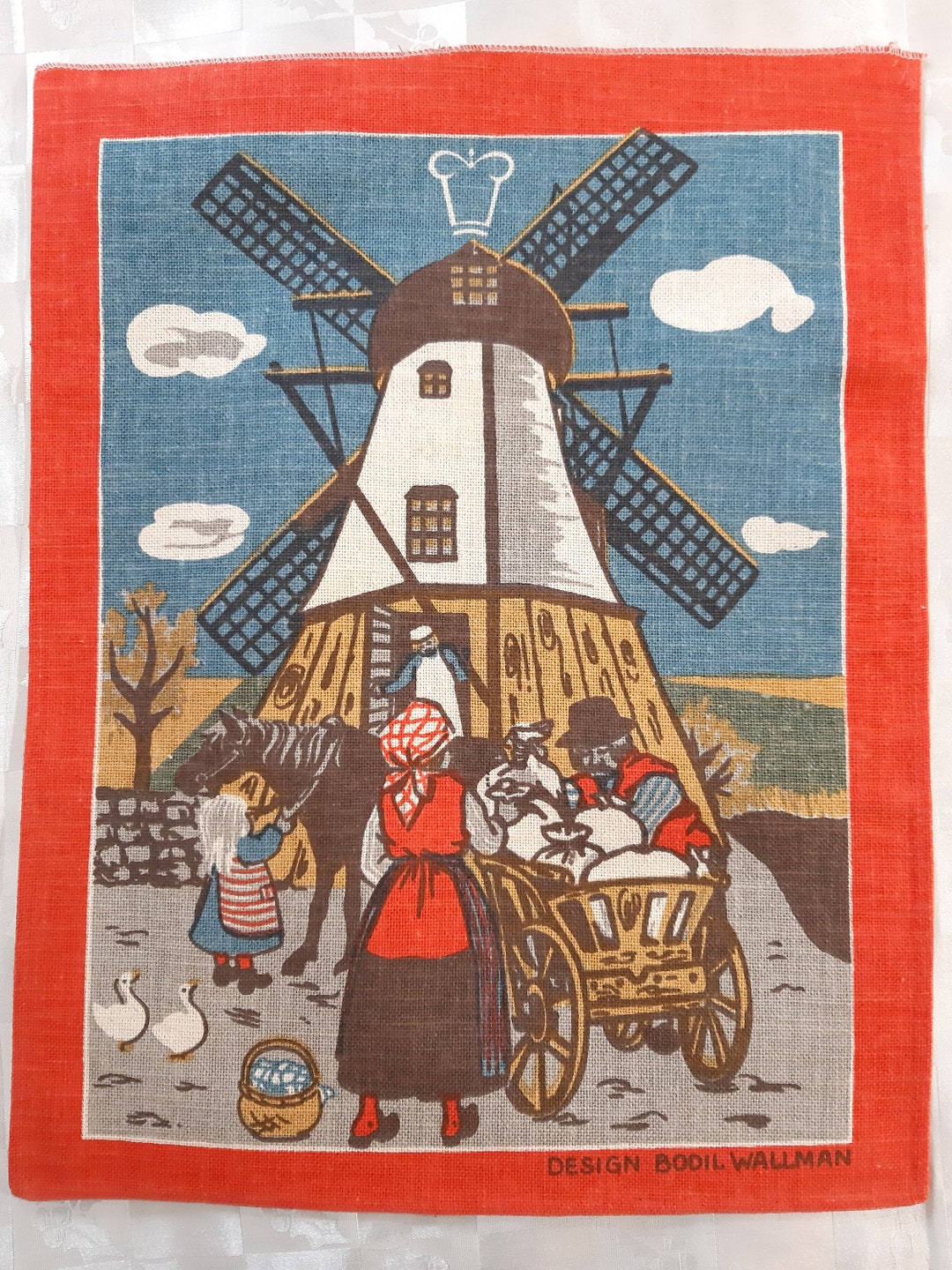 Vintage Wind Mill Print Designed Bodil Wallman Print Wall Decor Old ...