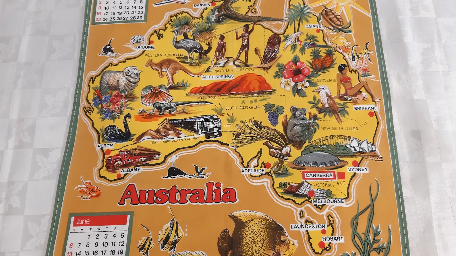 Vintage Australia 1982 Year Collectible Cotton Print Tea Towel - Etsy