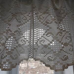 Vintage Handmade Crocheted Valance Curtain, Crochet Cafe Curtain ...