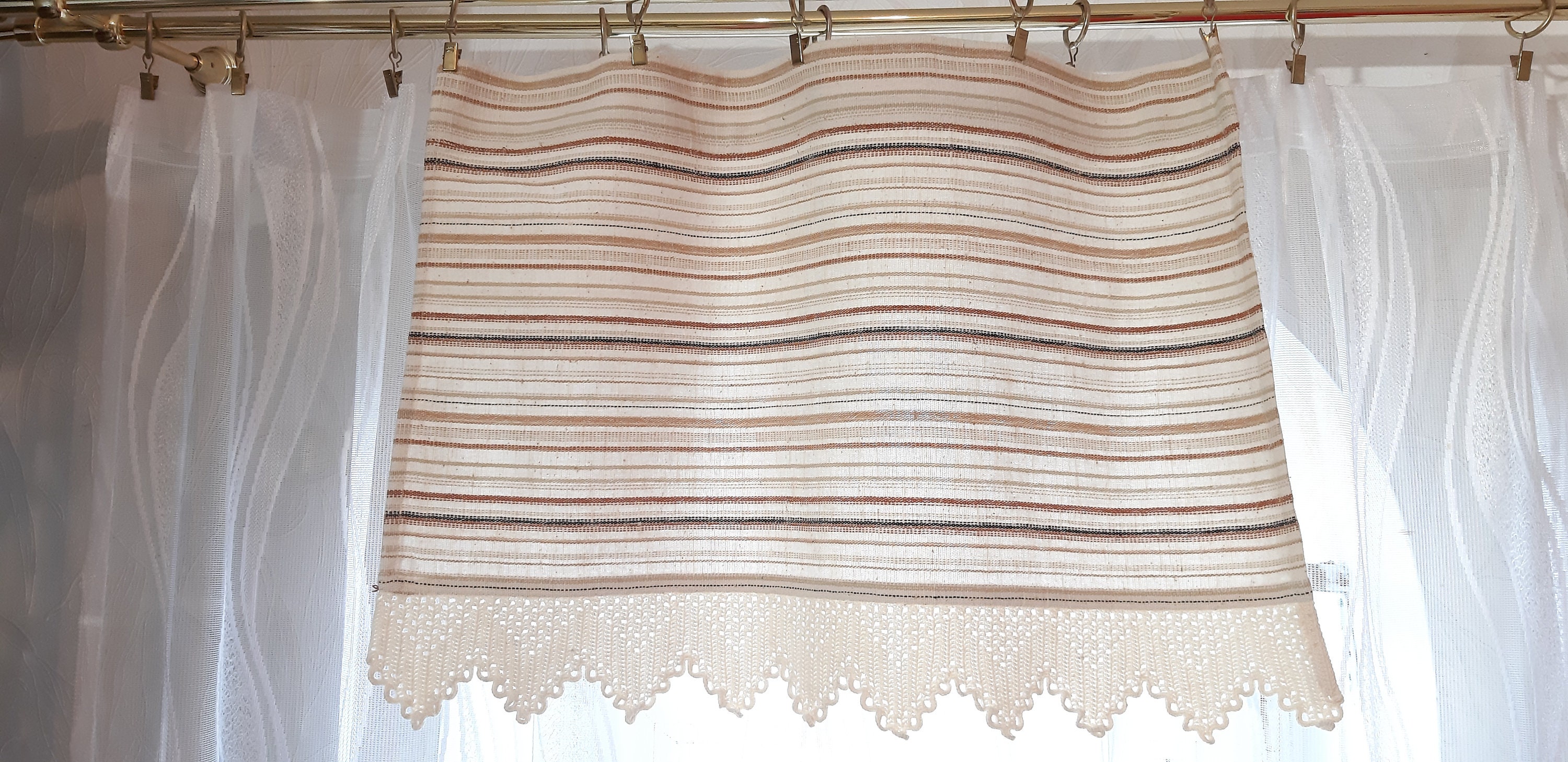 Vintage Valance Curtains Woven Valance Crochet Valance Scandinavian ...