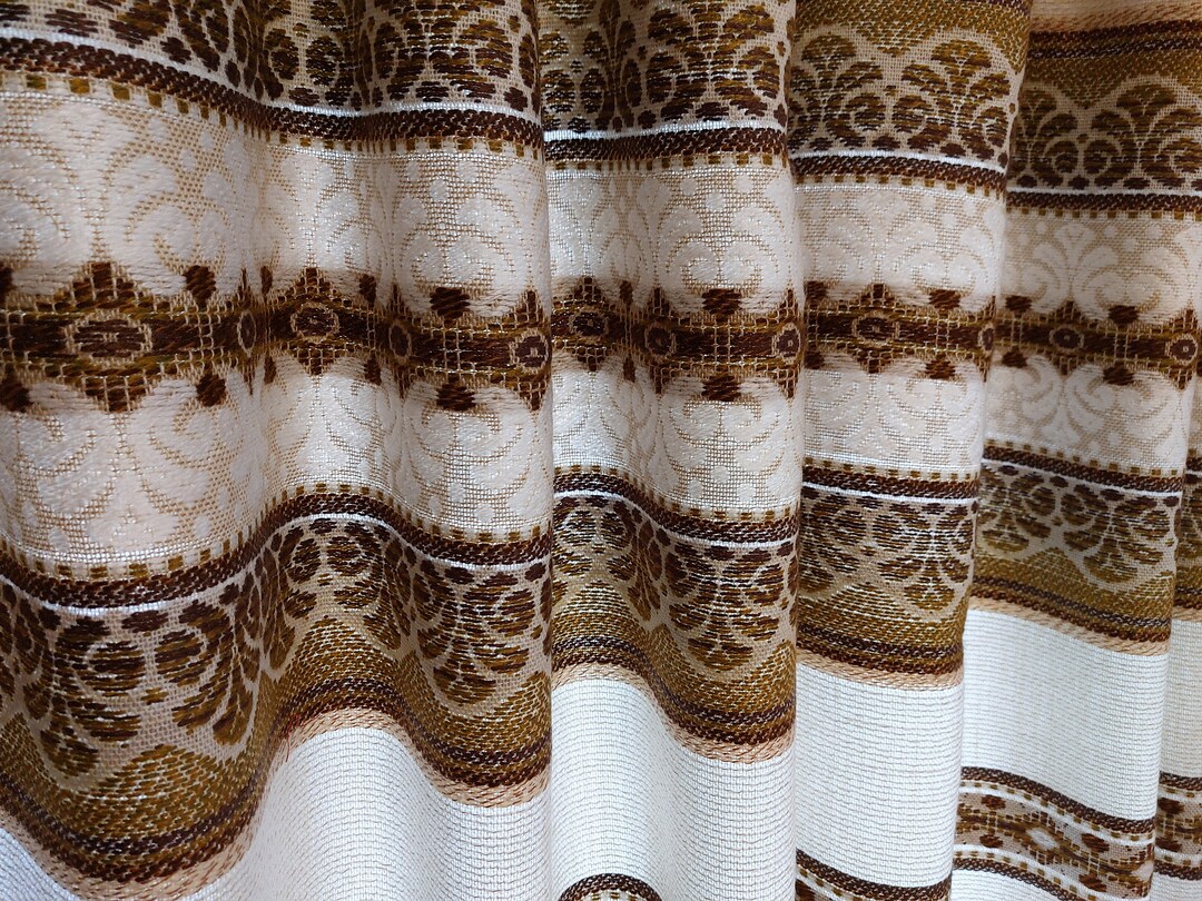 70s Woven Pair of Large Wool Curtain Panels , Scandinavian Vintage ...