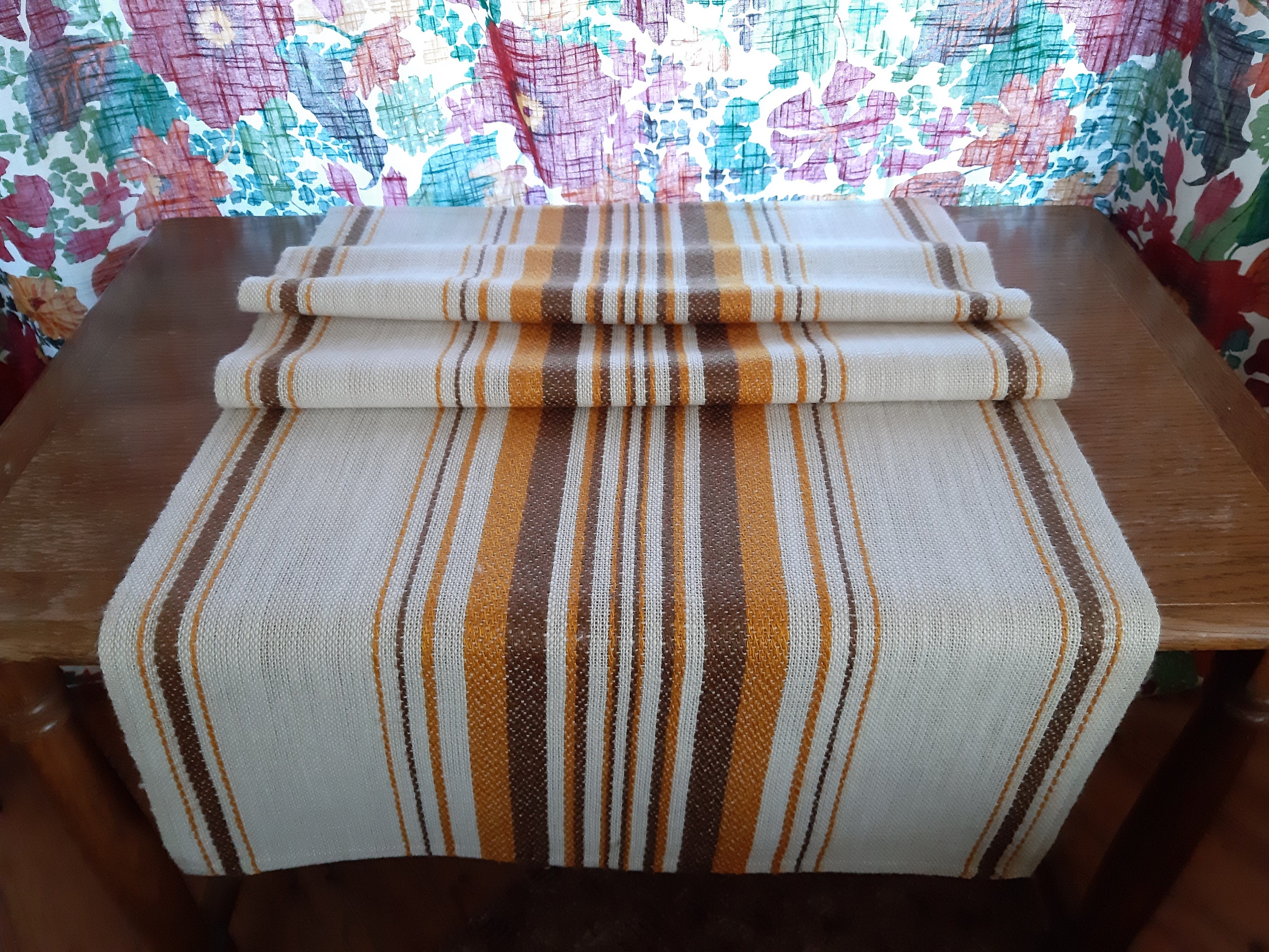 Vintage Woven Synthetic Wool Table Runner Striped Table - Etsy UK