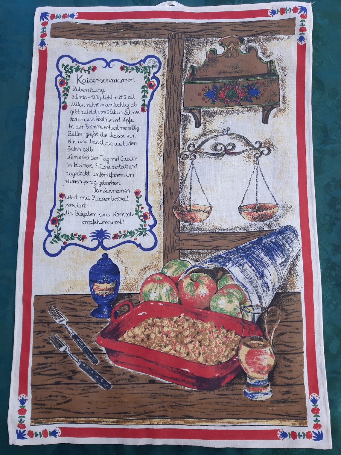 Vintage German Linen Recipe Wall Decor for Kitchen Towel | Etsy