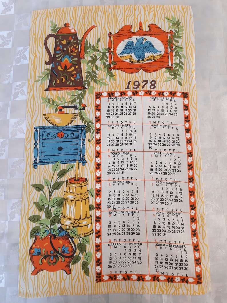 Vintage Collectible 1978 Year Cotton Linen Print Wall Calendar - Etsy