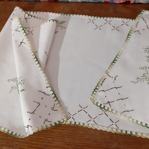Vintage Linen Cotton Cross Stitch Embroidery Scandinavian Table Runner ...
