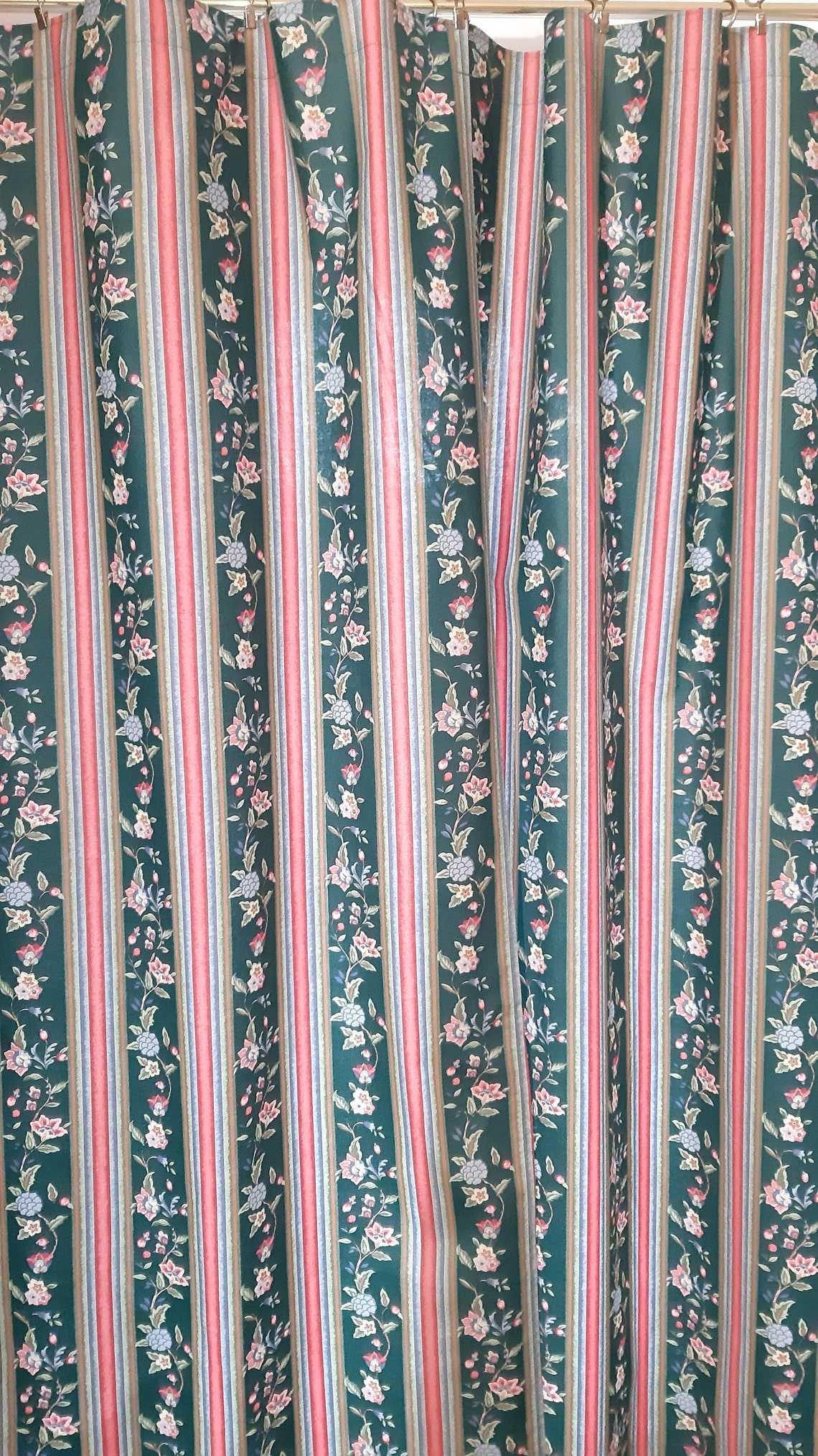 2 Pieces Floral Green Red Vintage Curtains for One Window , Curtains ...