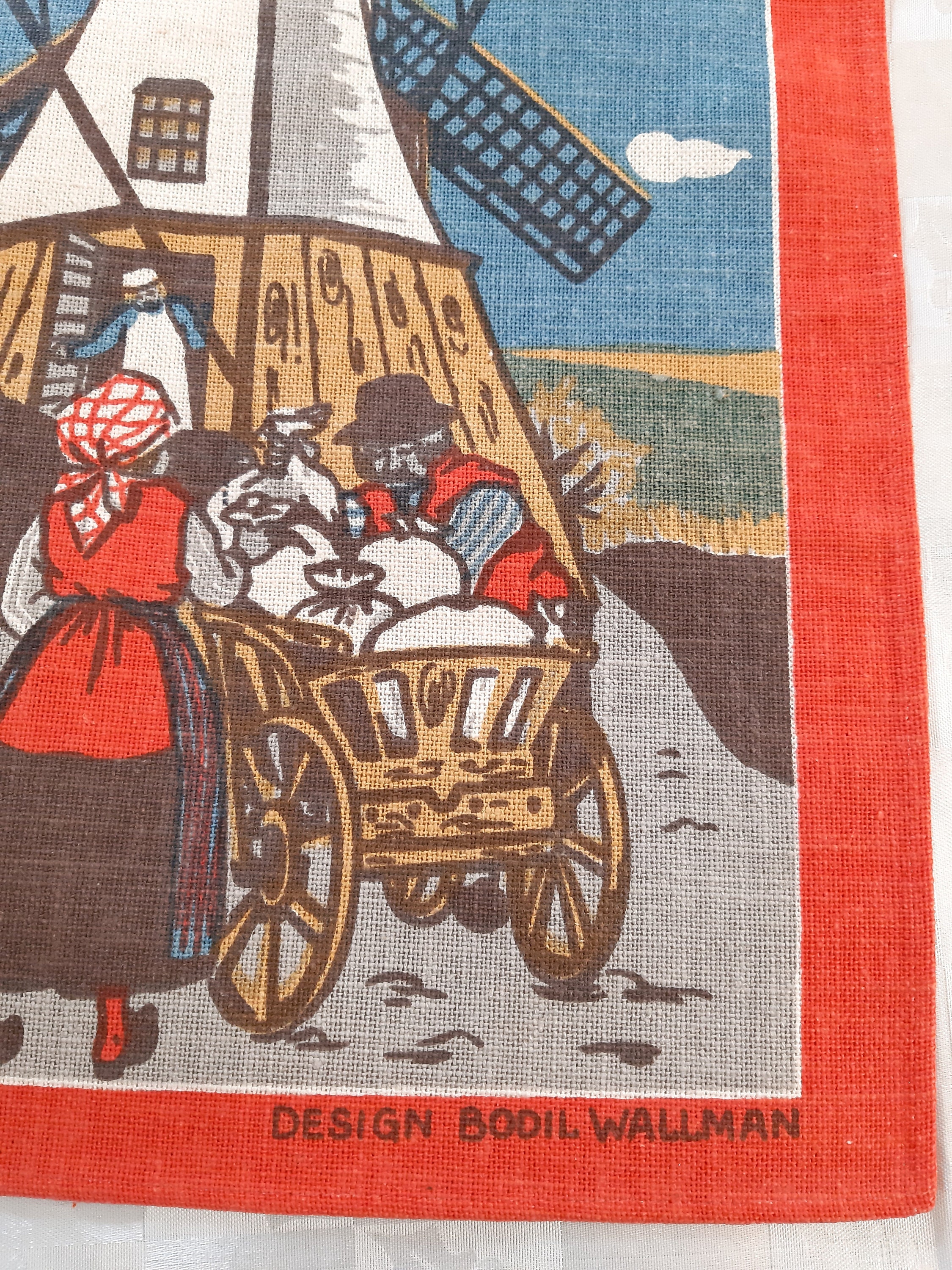 Vintage Wind Mill Print Designed Bodil Wallman Print Wall Decor Old ...