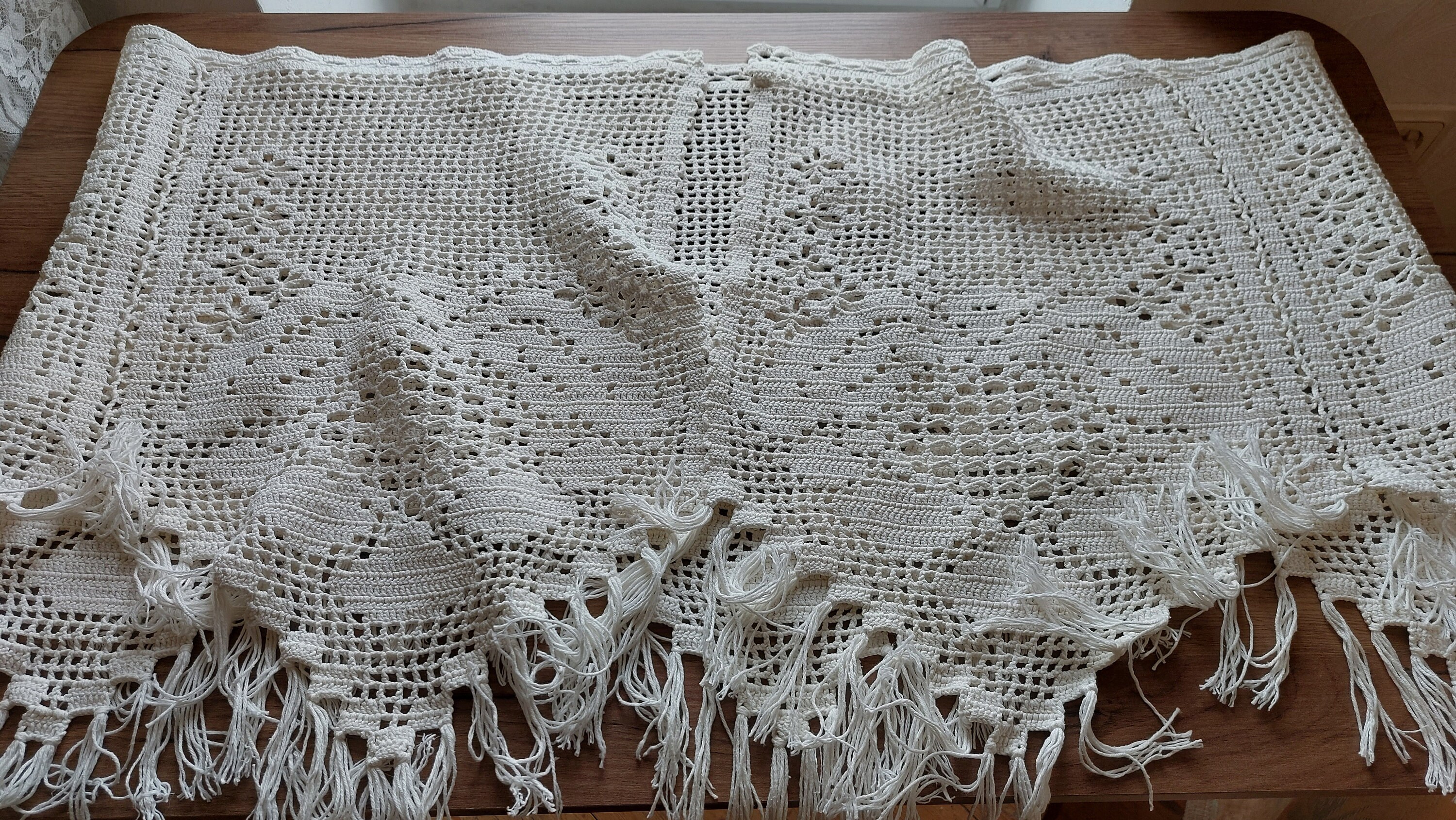 60s Scandinavian Handmade Crochet Thick Cotton Valance - Etsy