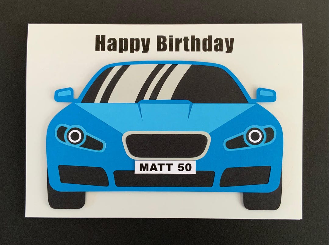 Personalised Blue Car Birthday Card: Father's Day Card - Etsy UK