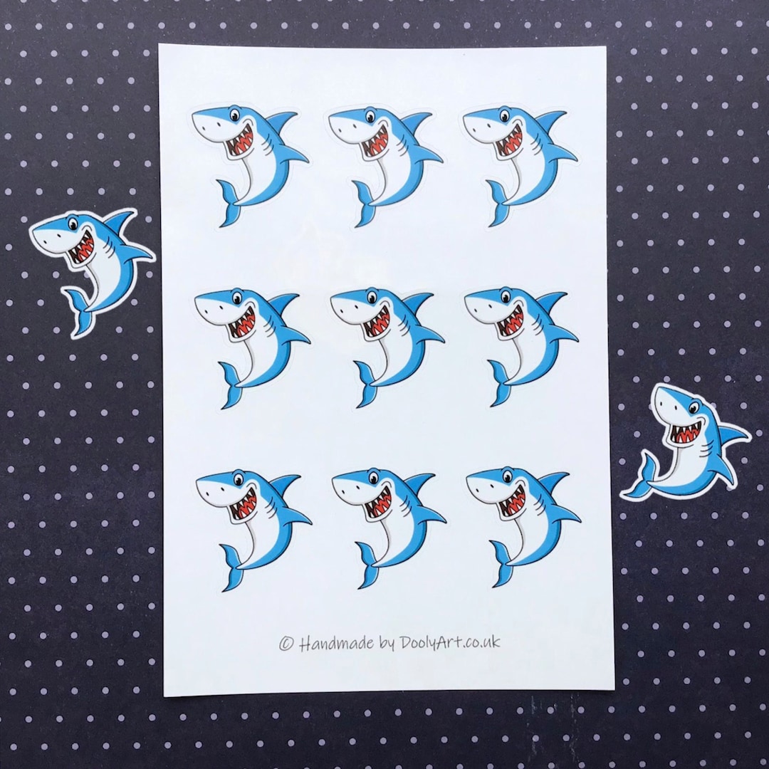 Shark Sticker Sheets / Baby Shark / Blue Shark Gifts / Stickers for ...