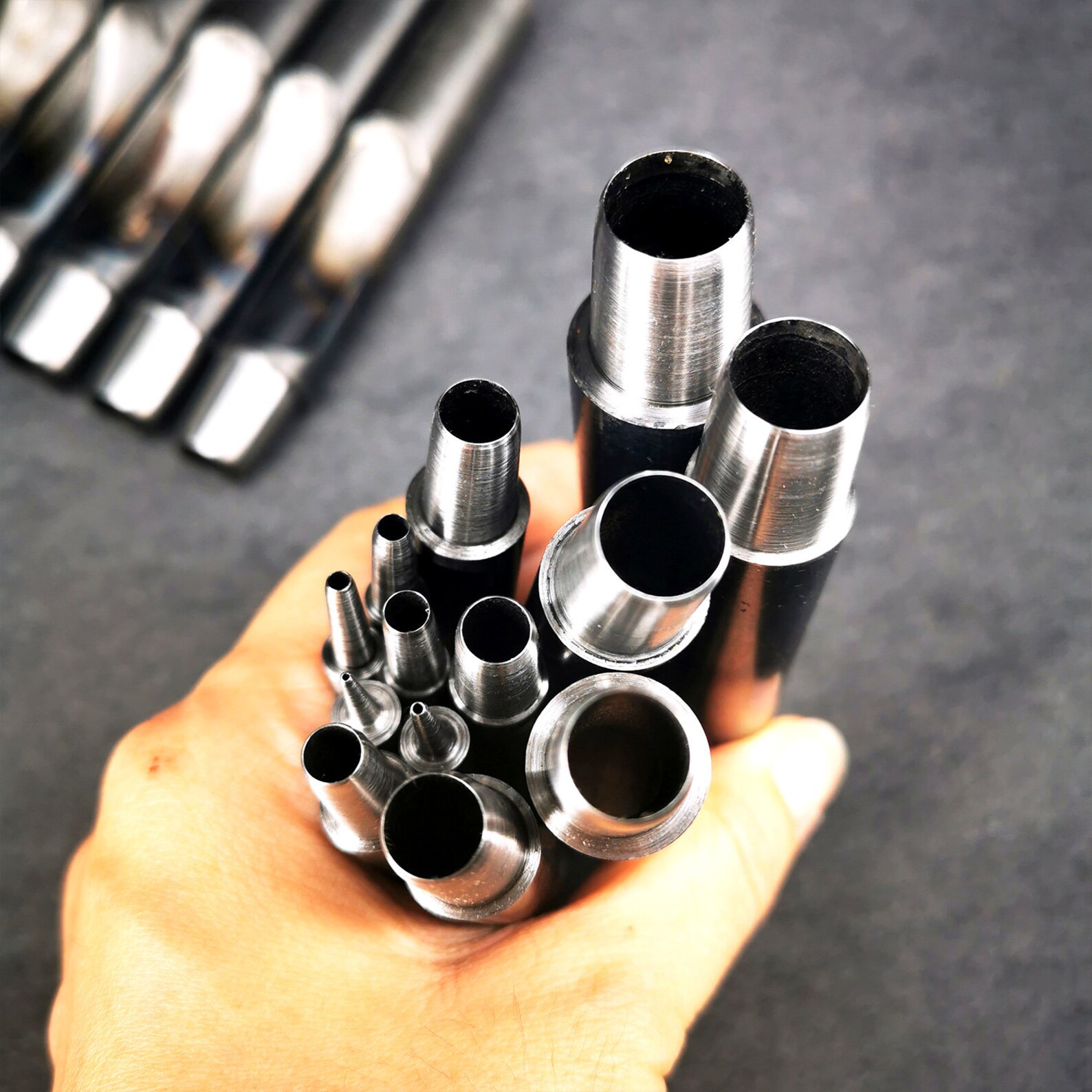 Set 1-10mm Round Steel Puncher, Spc Working Tool Cutting End Wallet ...