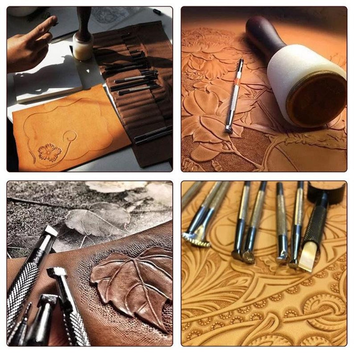 Leather Carving Tools Kit Set DIY Craft Stamps Embossing | Etsy
